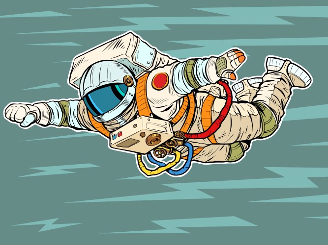 Astronaut runs forward Royalty Free Vector Image