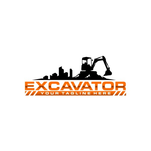 Excavator logo template construction company Vector Image