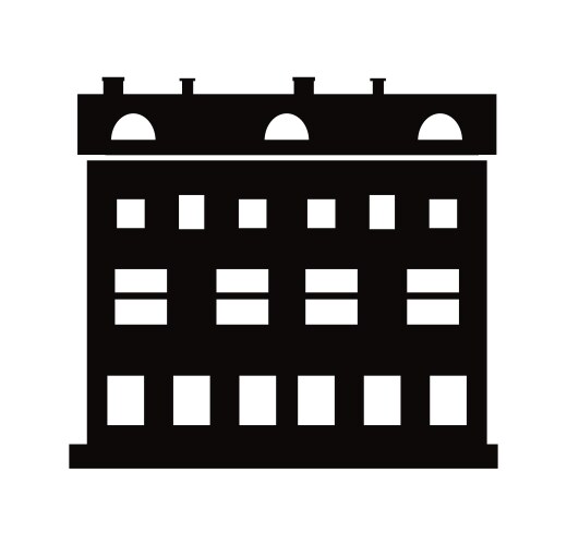 Black silhouette single construction building Vector Image