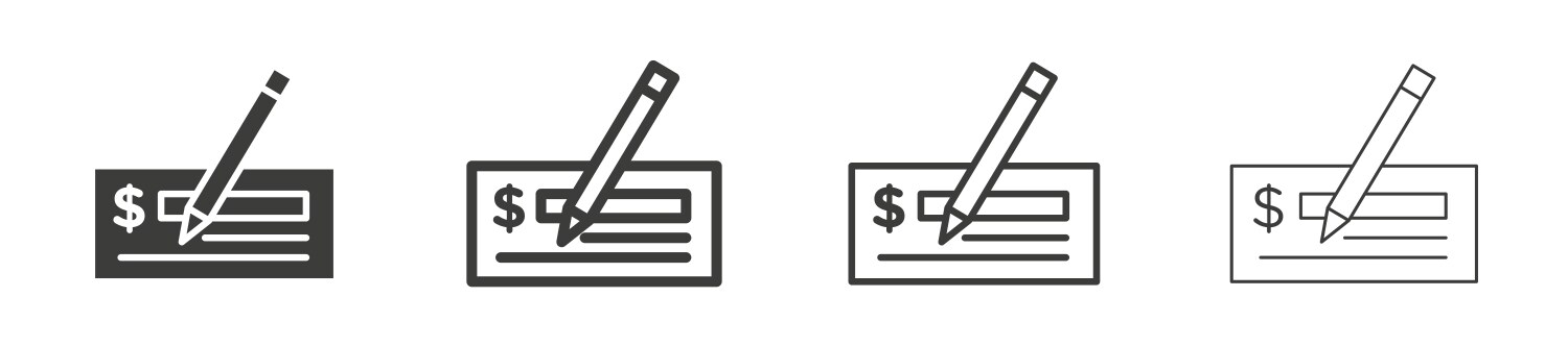 Cheque icon set on white background Royalty Free Vector