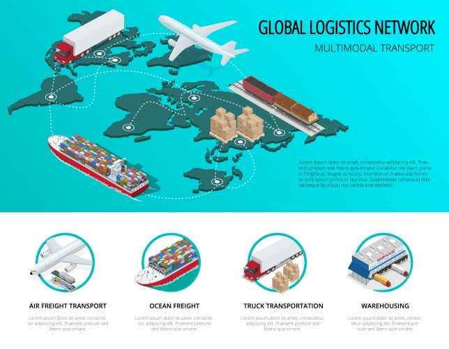 Web template banner global logistics network flat Vector Image