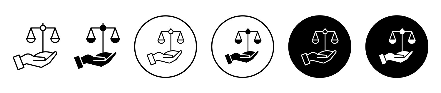 Justice scales in hand icon set on white Vector Image