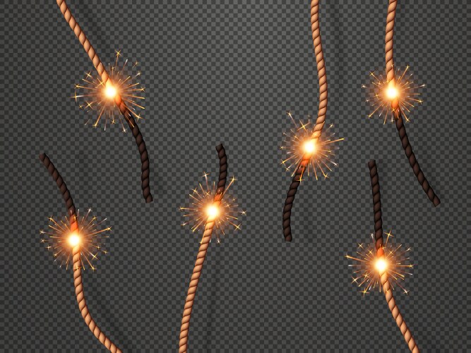 Realistic burning fire wicks lighted dynamite Vector Image