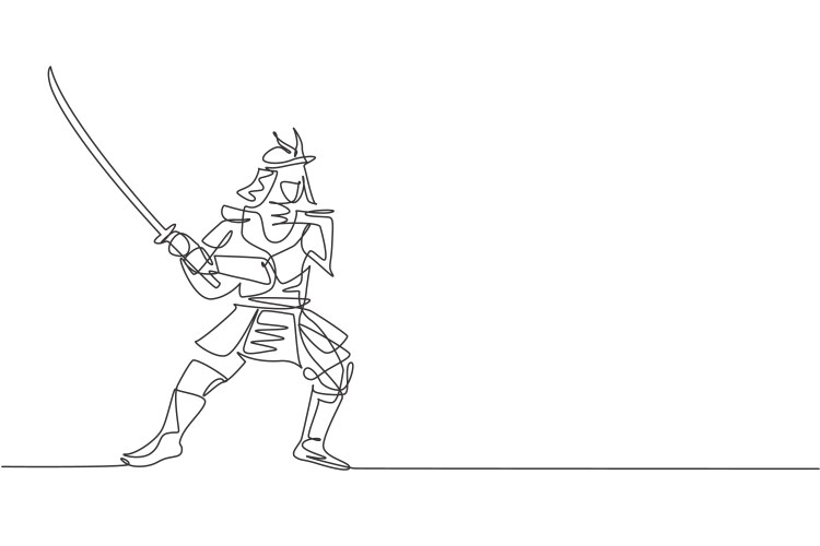 Continuous line drawing karate girl makes a punch Vector Image