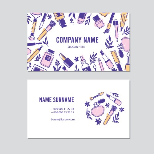 Makeup artist business card template Royalty Free Vector