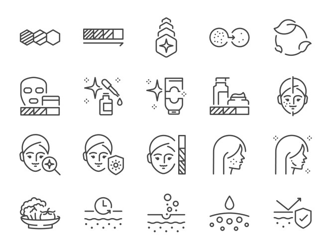 Beauty and cosmetic line icons set Royalty Free Vector Image
