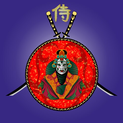 Japanese samurai kabuki actors Royalty Free Vector Image