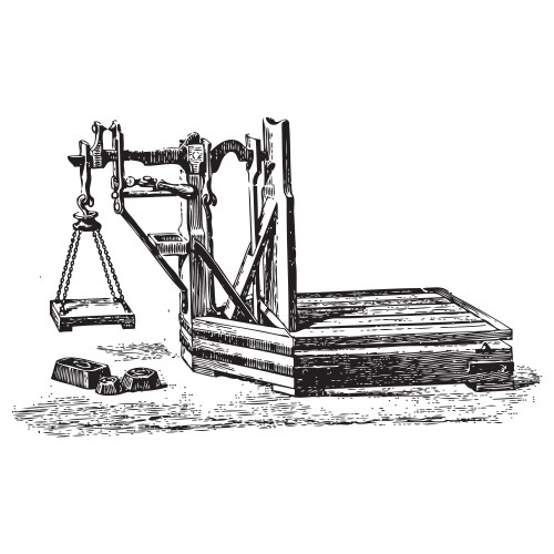 Engraved of a weighing scale Royalty Free Vector Image