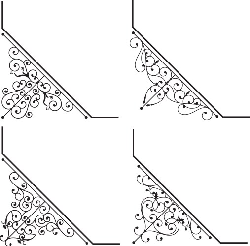 Wrought iron corner ornaments Royalty Free Vector Image