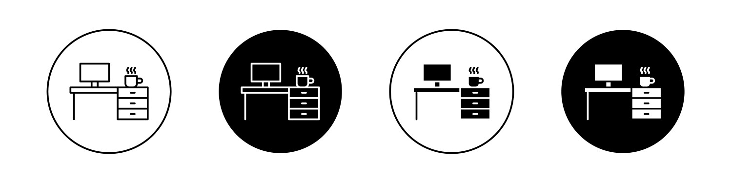 Workplace icon set desk office computer symbol in Vector Image