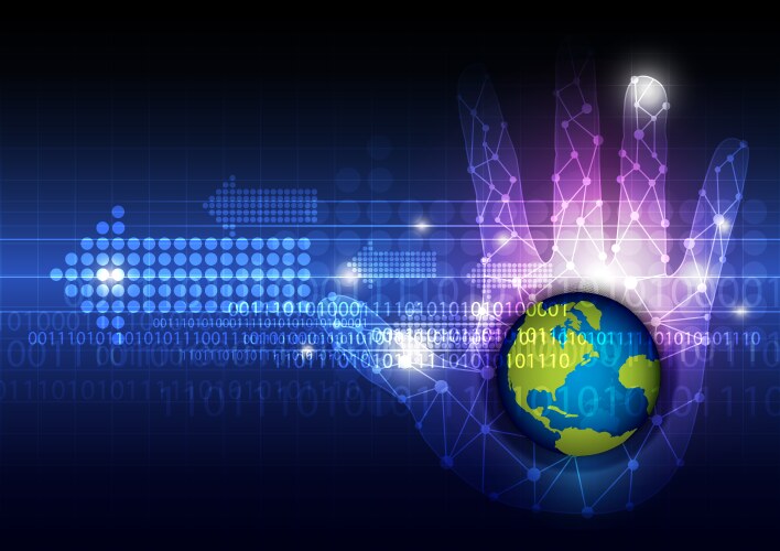 Analysing hand with scanner Royalty Free Vector Image
