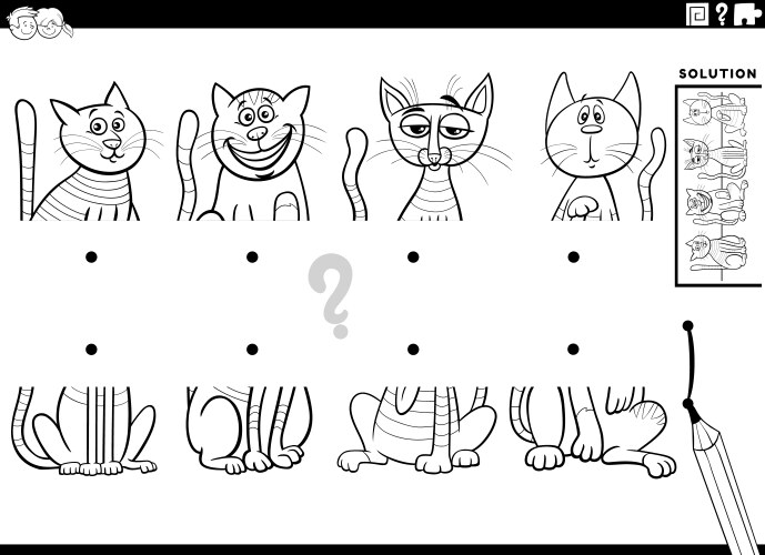 Match the cat halves game Royalty Free Vector Image