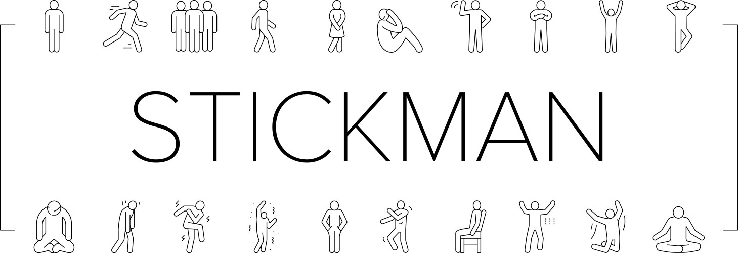 Stickman man people silhouette icons set Vector Image
