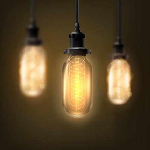 Retro light bulb on transparent background Vector Image