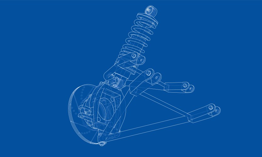 Mechanical suspension isometric blueprints Vector Image