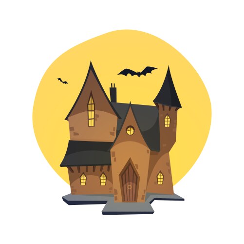 Cartoon scary house isolated on white background Vector Image