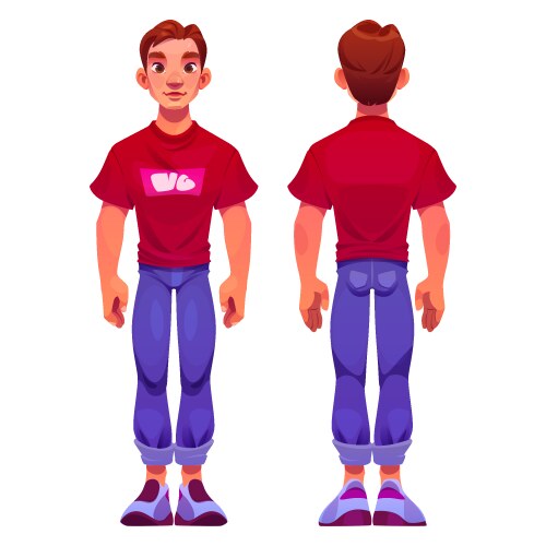 Man front and back views Royalty Free Vector Image