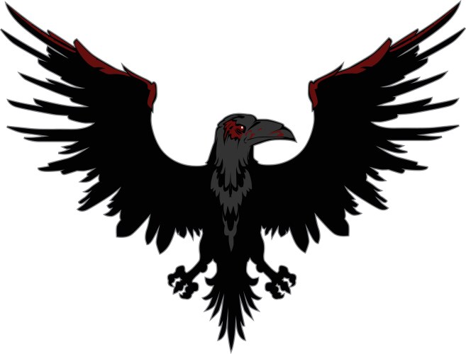 Dark evil heraldic raven Royalty Free Vector Image