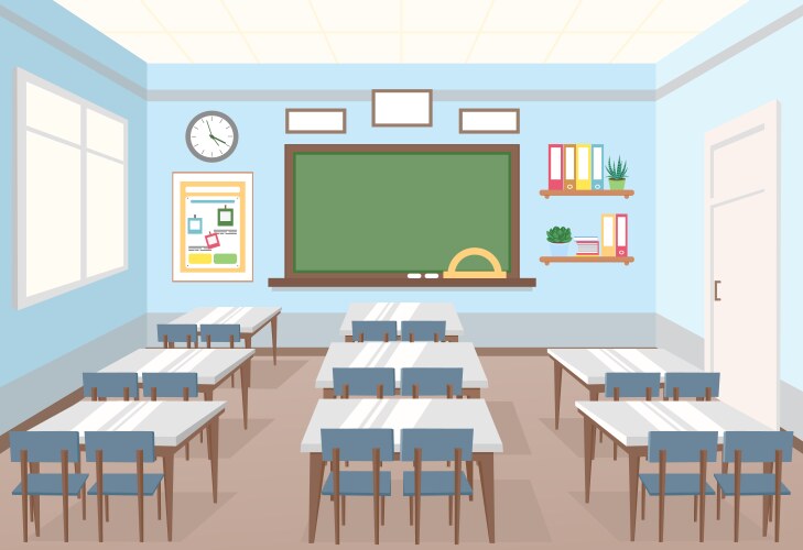 Empty school classroom interior Royalty Free Vector Image