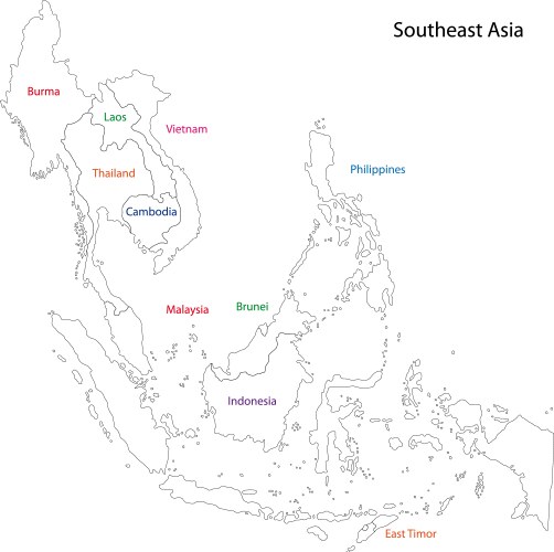 Southeastern asia map Royalty Free Vector Image