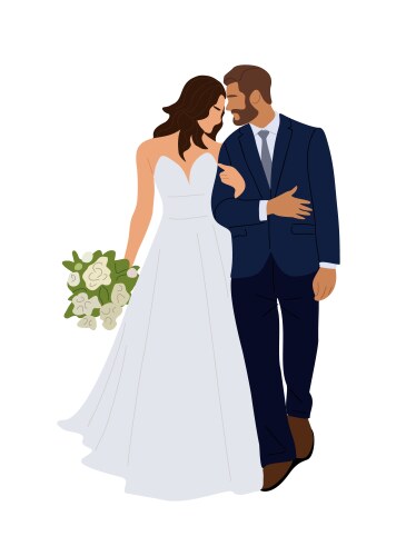 Happy wedding couple isolated on white Royalty Free Vector