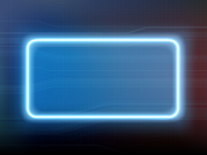 Blue neon rectangle frame template on transparent Vector Image
