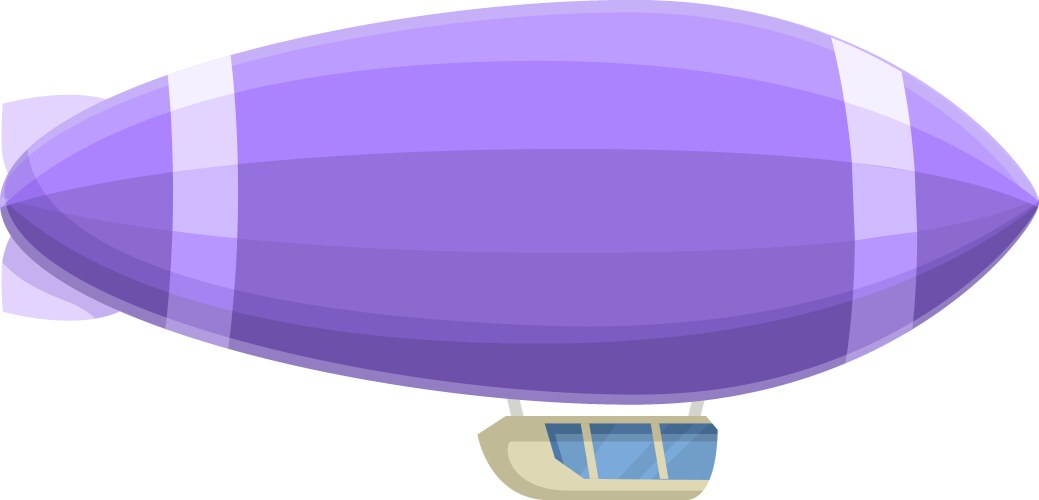 Purple blimp is floating through a clear sky Vector Image