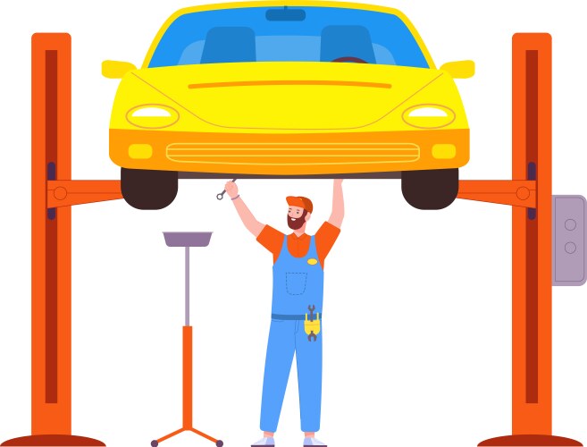 Car on repair service top view auto maintenance Vector Image