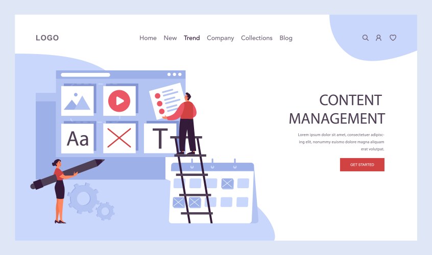 Content creation web banner or landing page dark Vector Image