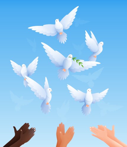 Peace pigeons hands composition Royalty Free Vector Image