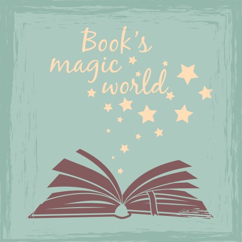 Books magic world poster open book with white Vector Image