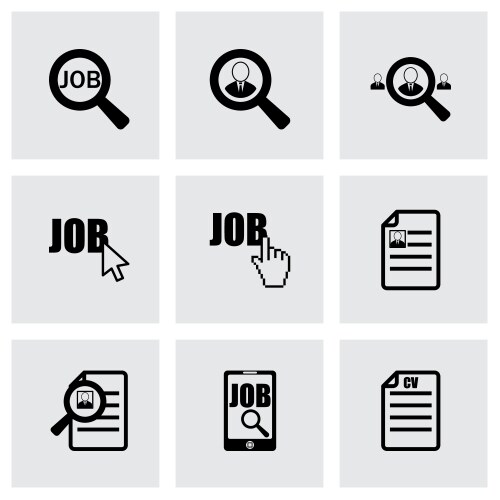 Recruitment career job icon set in thin line Vector Image
