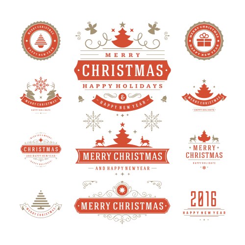 Set of decorative christmas holidays labels Vector Image
