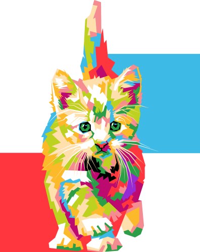 Colorful cool cat sitting and looking Royalty Free Vector