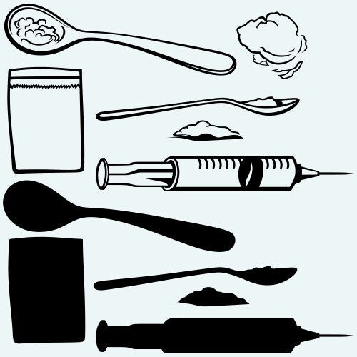 Bad habits drug den with self damaged characters Vector Image