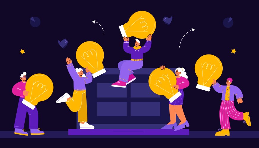 Innovation inspiration vision analysis Royalty Free Vector