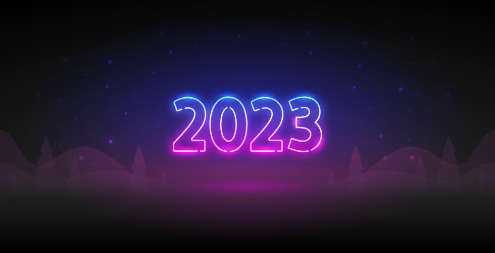 New year 2023 green neon clip art Royalty Free Vector Image