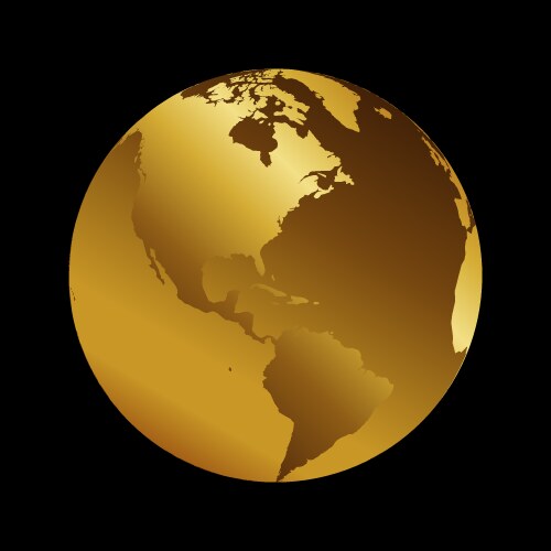 Golden earth icon Royalty Free Vector Image - VectorStock