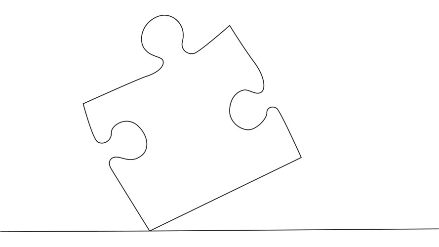 One line connecting puzzle pieces Royalty Free Vector Image