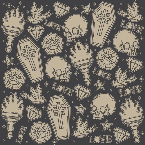 Pattern horror tattoo Royalty Free Vector Image