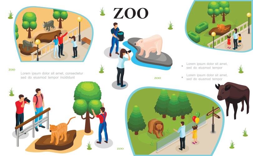 Cartoon zoo map with animals Royalty Free Vector Image