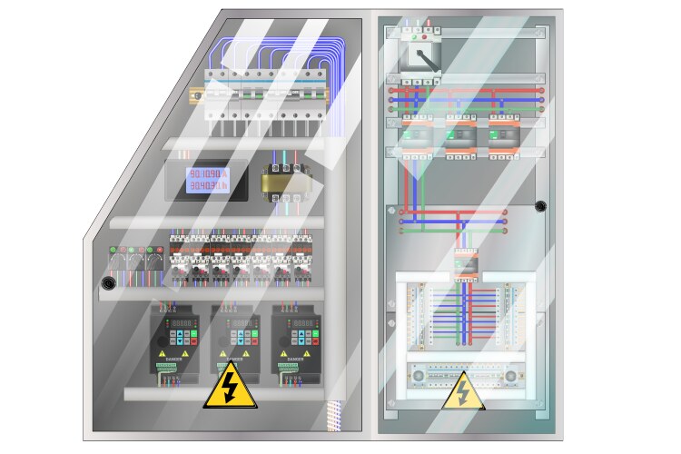 Electric control panel production Royalty Free Vector Image