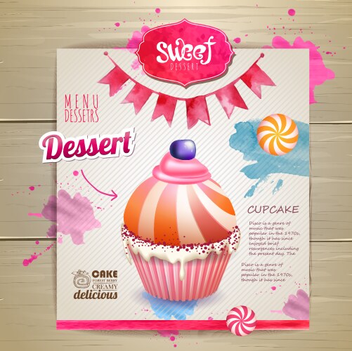 Cappuccino and cupcake poster Royalty Free Vector Image