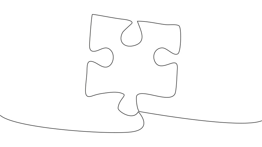 One line connecting puzzle pieces Royalty Free Vector Image