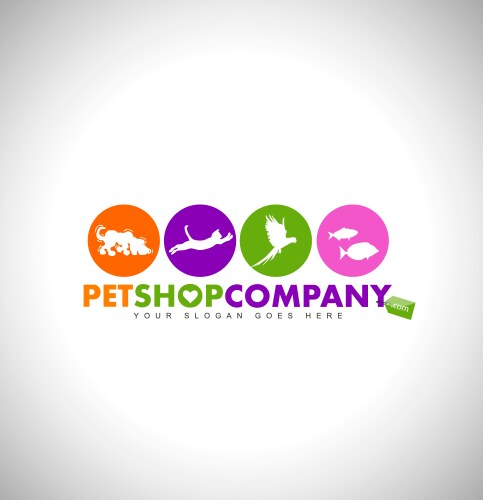 Pet shop logo template original design colorful Vector Image