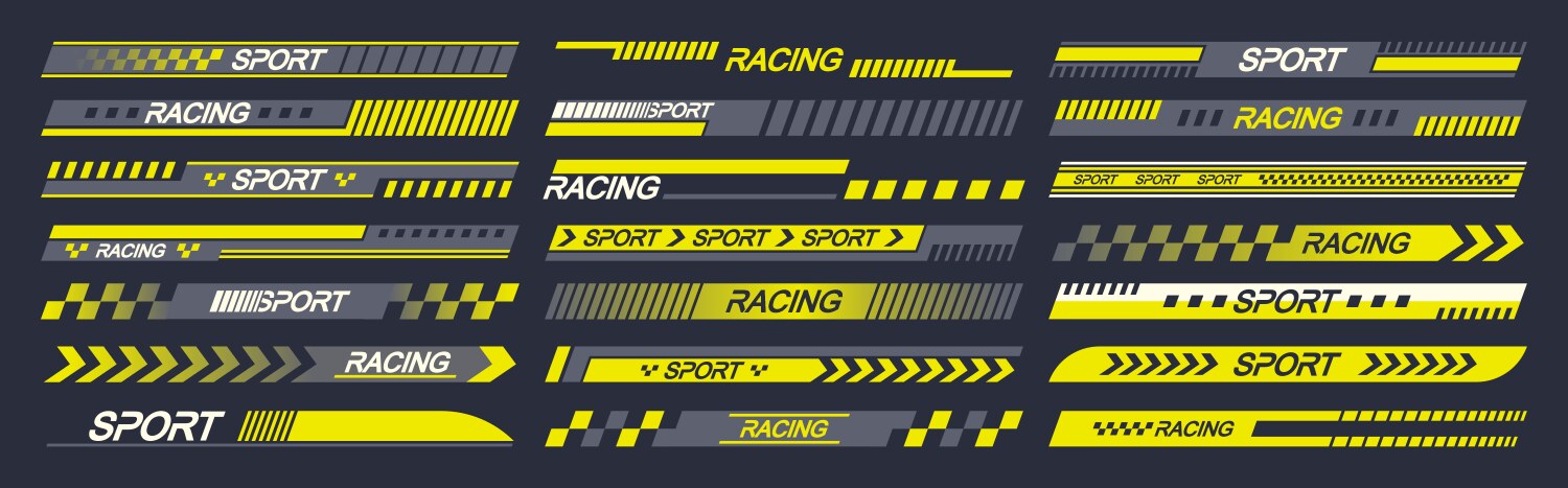 Sports car stickers feature designs with Vector Image