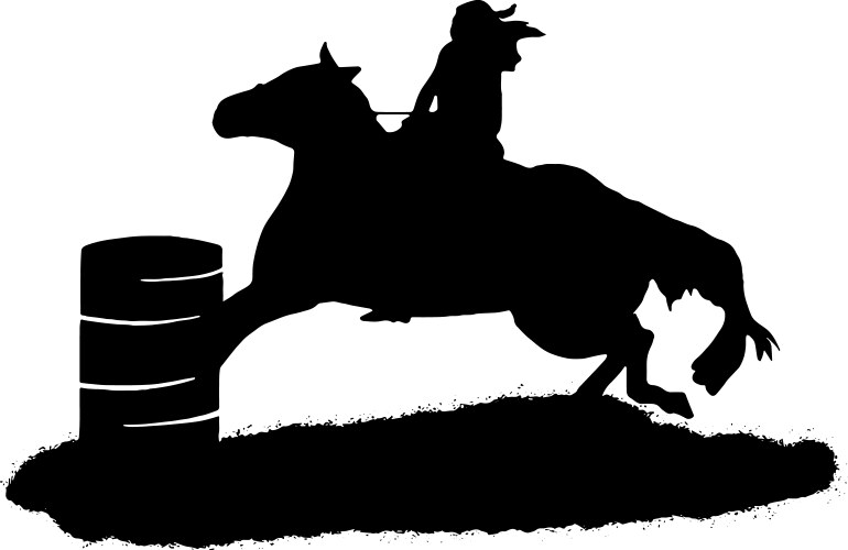 Horse and Rider Barrel Racing Silhouette Vector Image