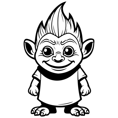 Line troll face drawing realistic outline Vector Image