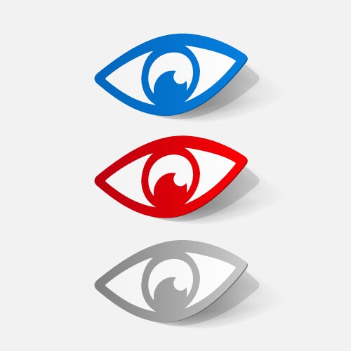 Realistic paper sticker eye Royalty Free Vector Image