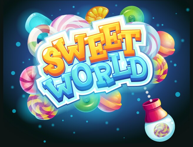 Sweet candy land cartoon game background 3d Vector Image